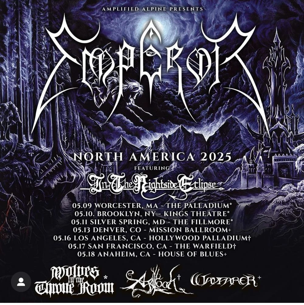 Emperor Announce 2025 U.S. Tour Dates with Agalloch, Wolves in the ...